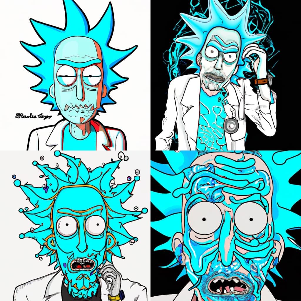 blue Line art intricately detailed trippy rick sanchez - AI Generated ...