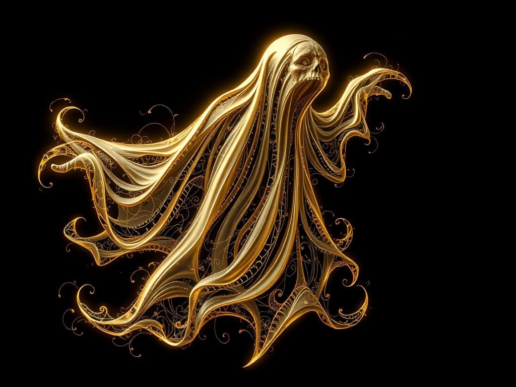 Ethereal Astral Entity in Golden Holographic Aura - AI Art