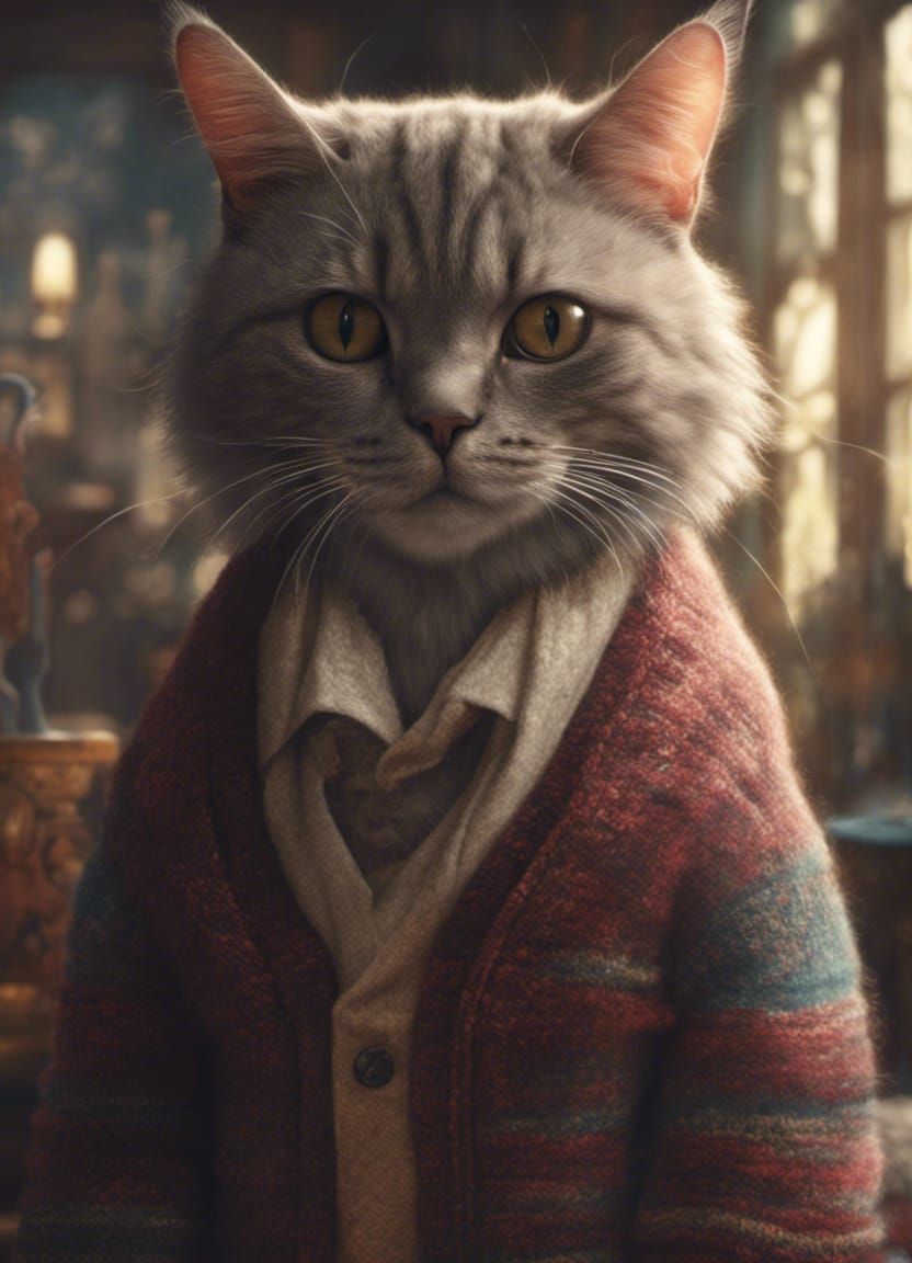 Absent Minded Ex-professor Cat - AI Generated Artwork - NightCafe Creator