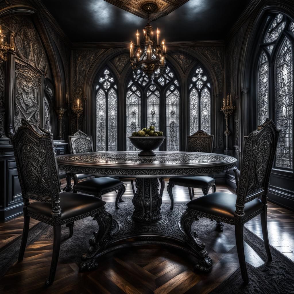 Gothic design metal table and chairs - AI Generated Artwork - NightCafe ...