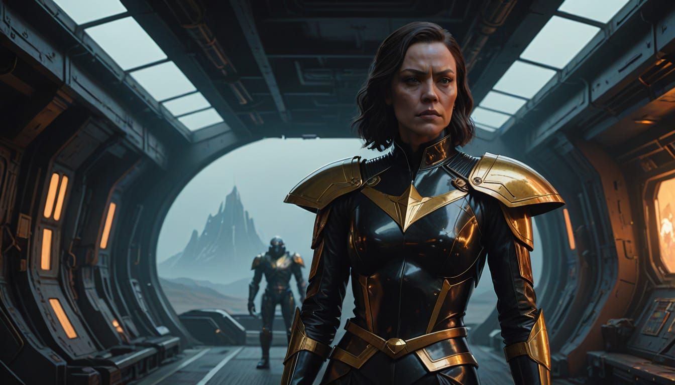 Regal Klingon Captain Dominates the Cosmos in Shim... - AI Art