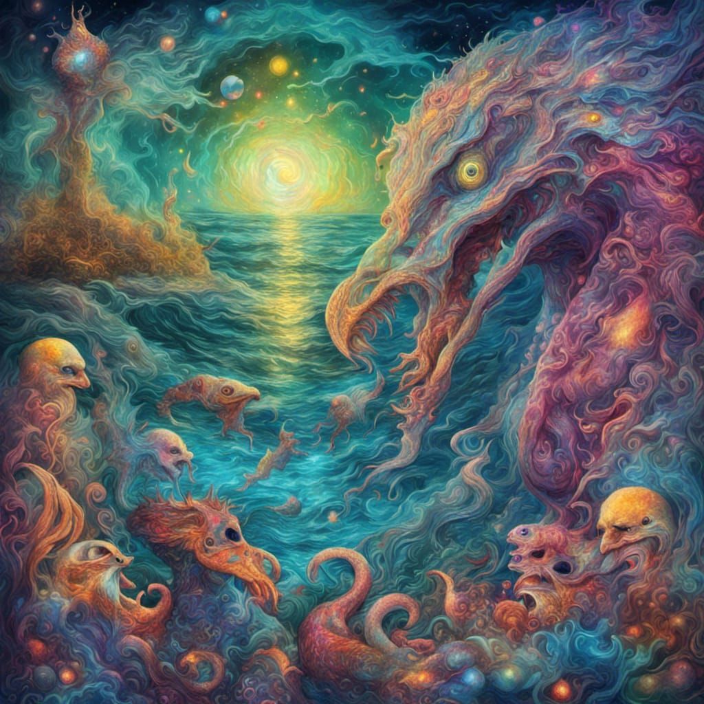 Hopeful manic episodes in the past mythical creature sea monster vivid ...