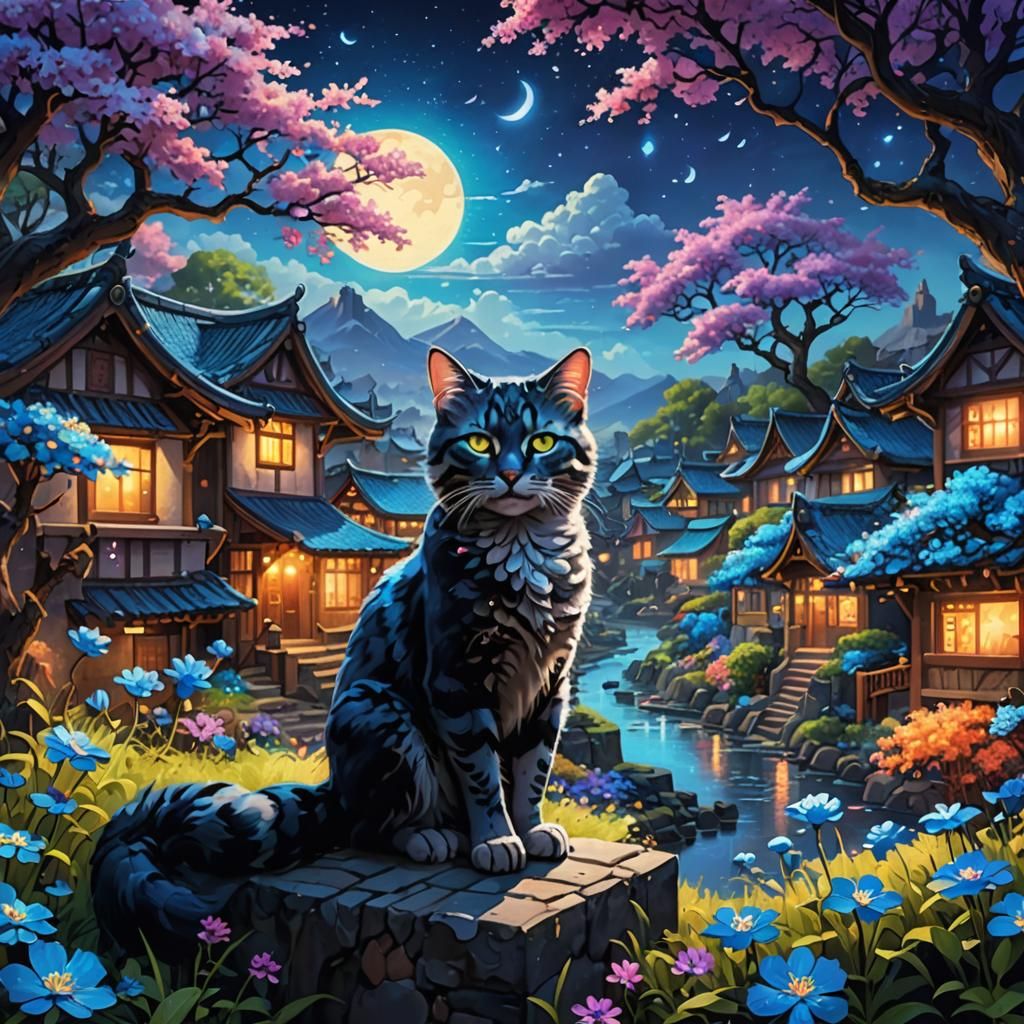 Cat night - AI Generated Artwork - NightCafe Creator