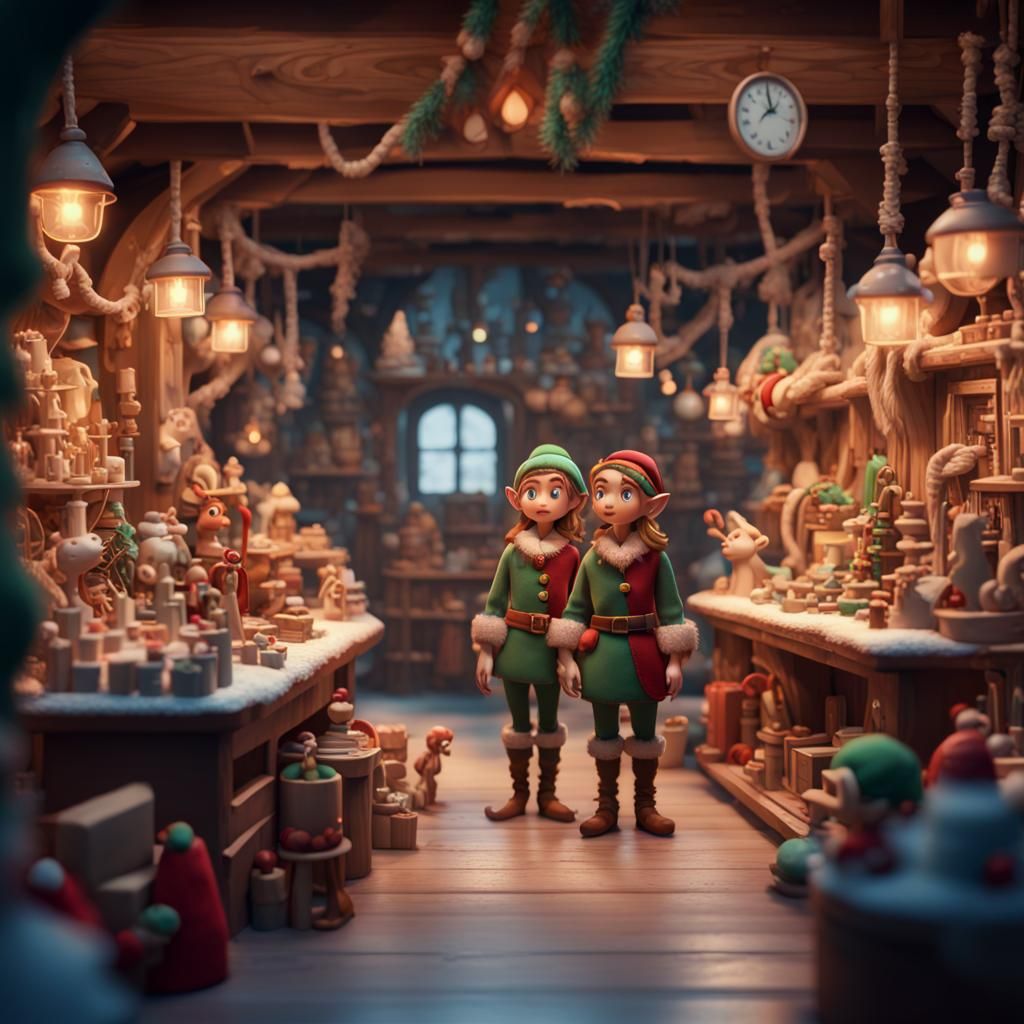 elves inside the toy shop - AI Generated Artwork - NightCafe Creator