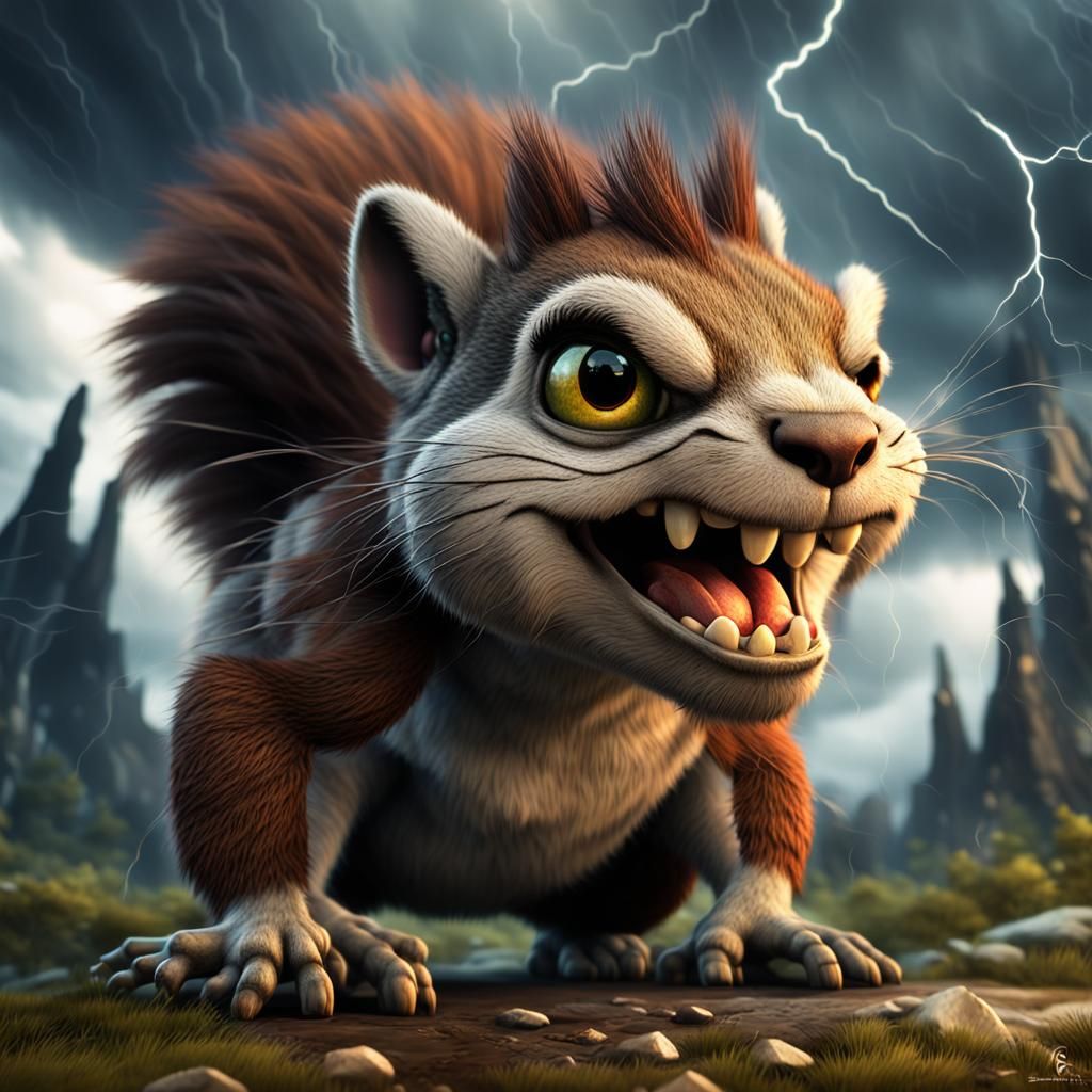 In the land of myth and magic, there lived a saber-toothed squirrel ...