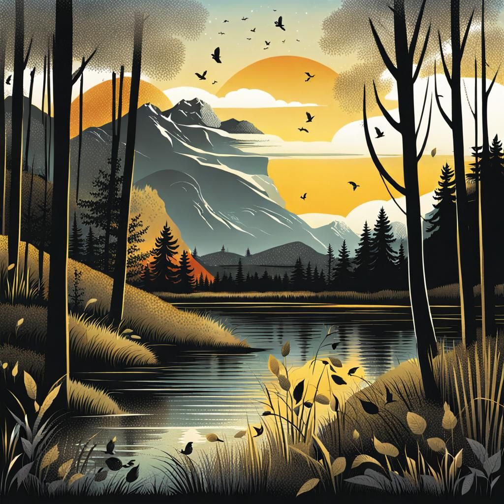 Evening Landscape - AI Generated Artwork - NightCafe Creator