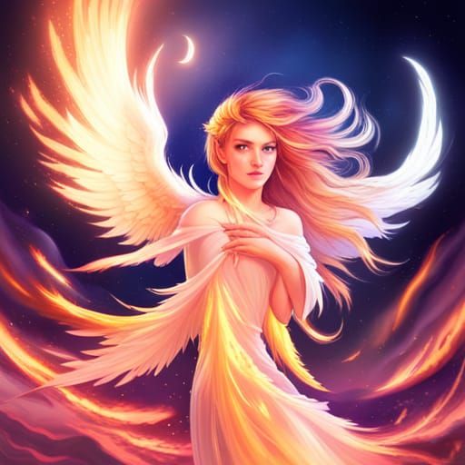 Moonfire Phoenix Girl - AI Generated Artwork - NightCafe Creator