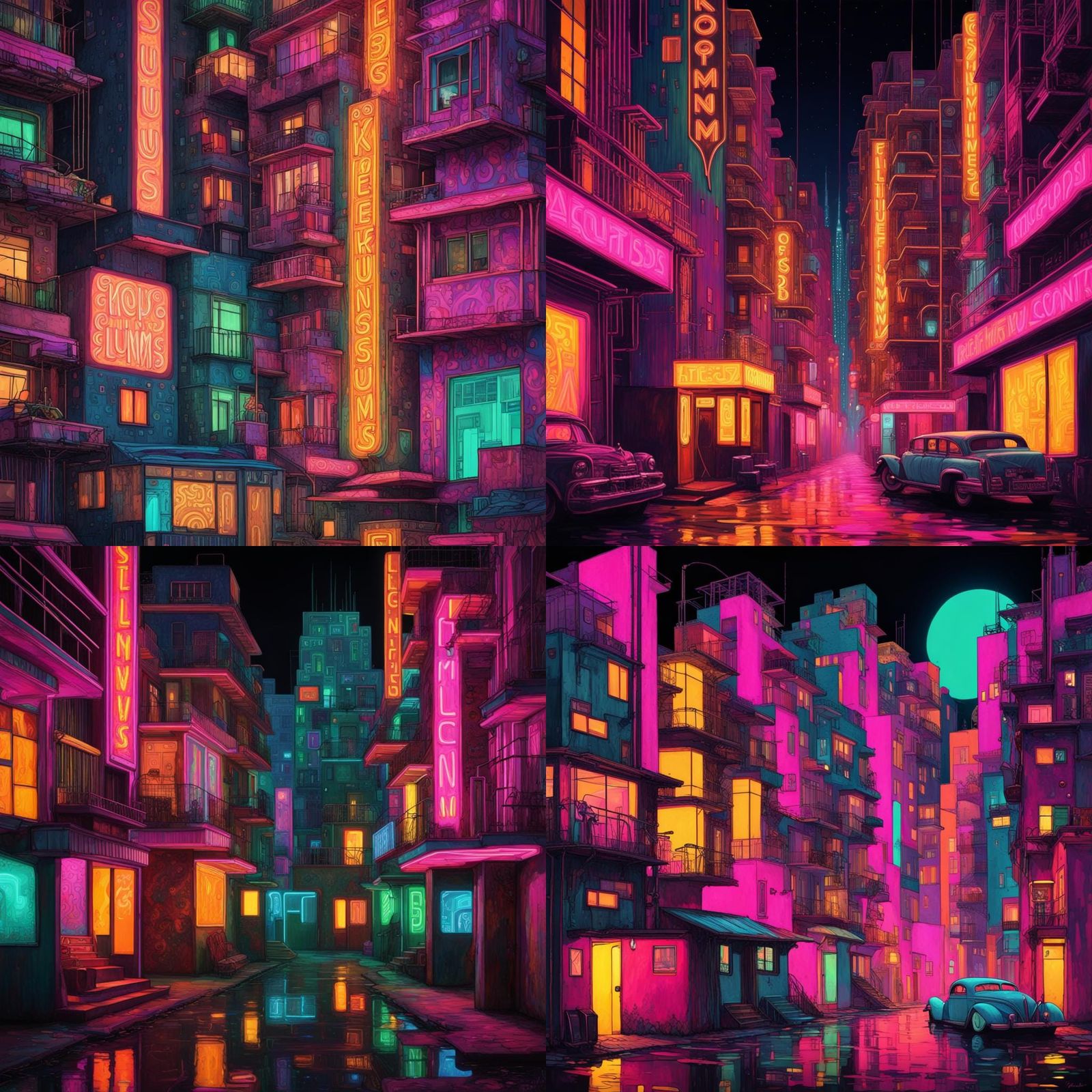 neon slums, art deco, klimt - AI Generated Artwork - NightCafe Creator