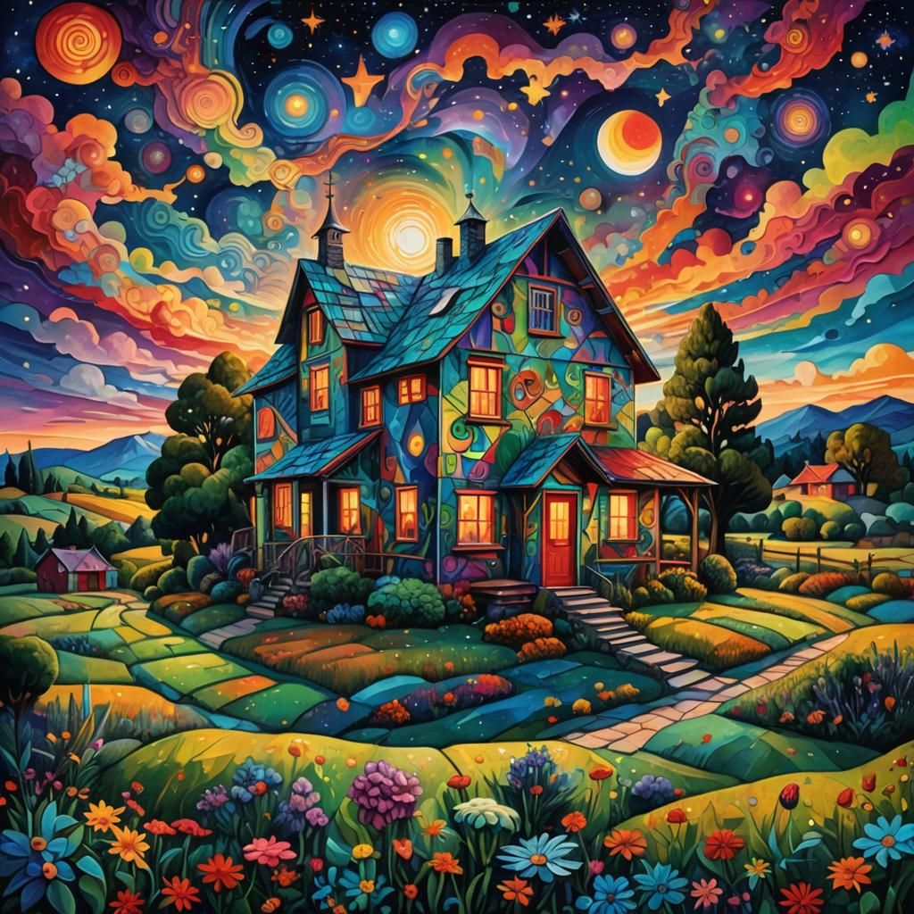 A cubism farm, done in the cubism style - AI Generated Artwork ...