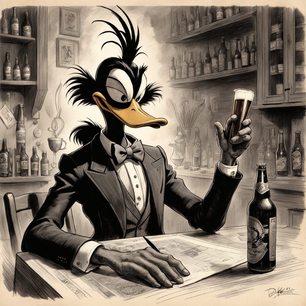 Daffy Duck (Beer:1.1) intoxication (vulgarity:1.3) gestures." Harlem ...