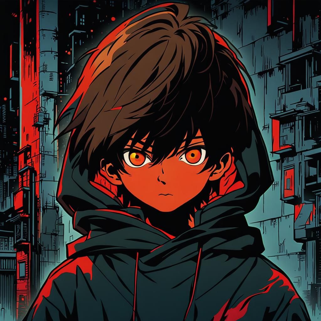 Neo - Manga-Inspired Boy in a Gritty Urban Landscape