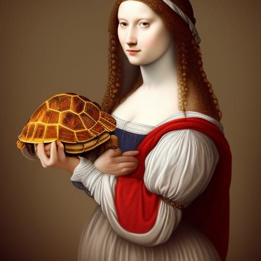 Mona lisa dè benci with a turtle, a Vinci's parody - AI Generated ...