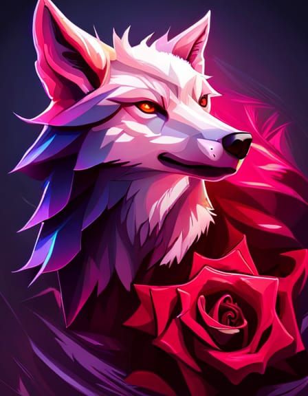 Red Rose Wolf - AI Generated Artwork - NightCafe Creator