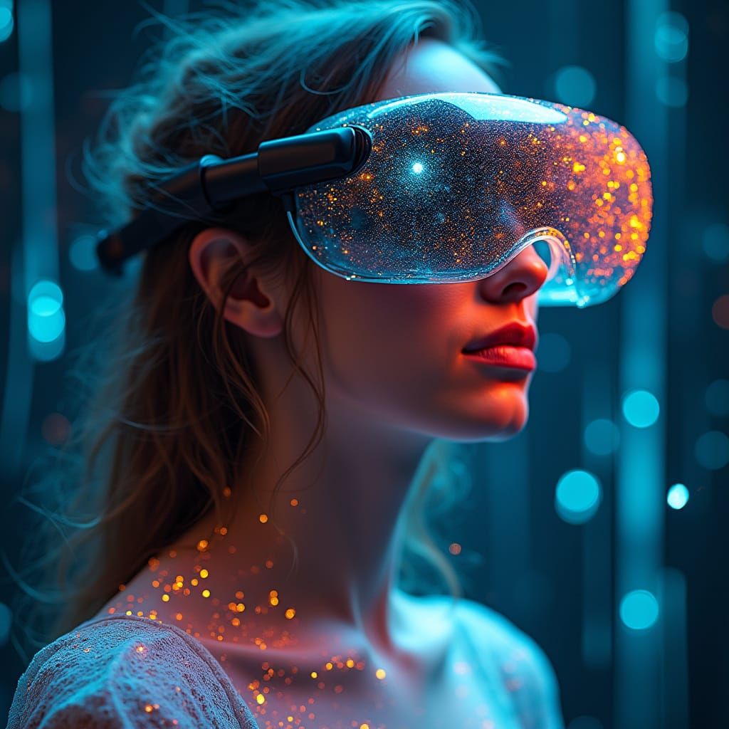 Woman in VR Creating Holographic Video in Sci-Fi S... - AI Art