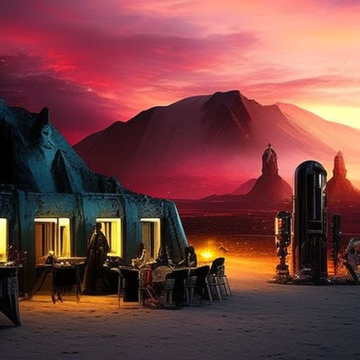 Outdoor Cafe on Mars - AI Generated Artwork - NightCafe Creator
