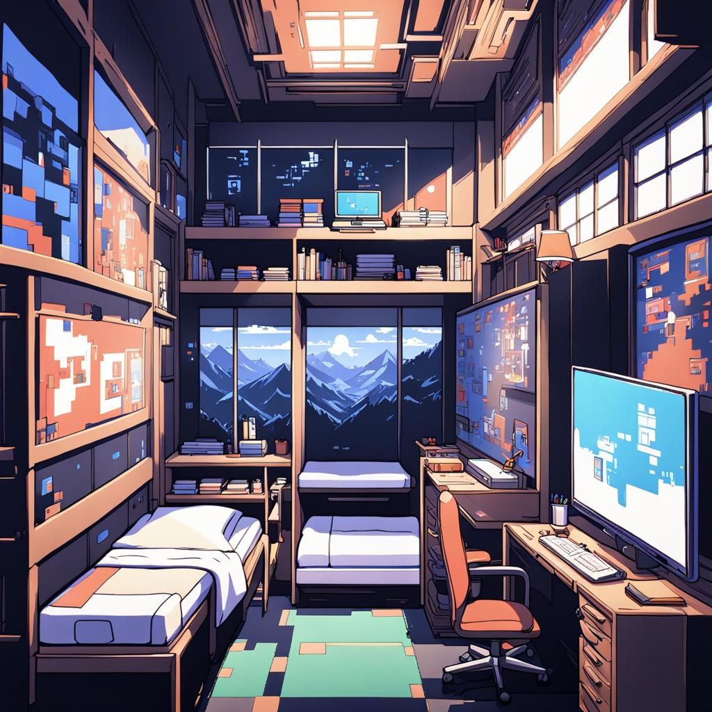 8 bit bedroom - Cool College Life - AI Generated Artwork - NightCafe ...