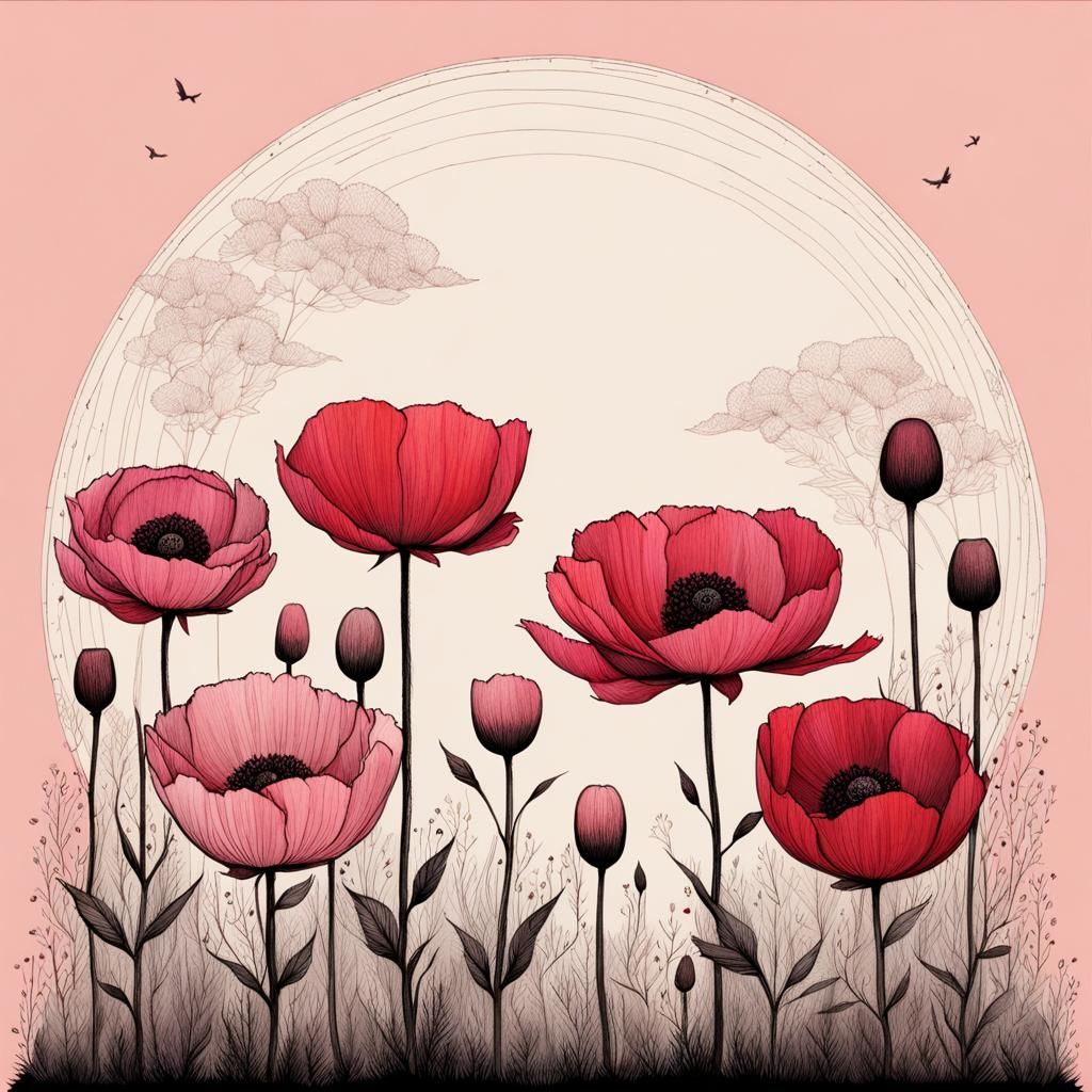 Poppies - AI Generated Artwork - NightCafe Creator