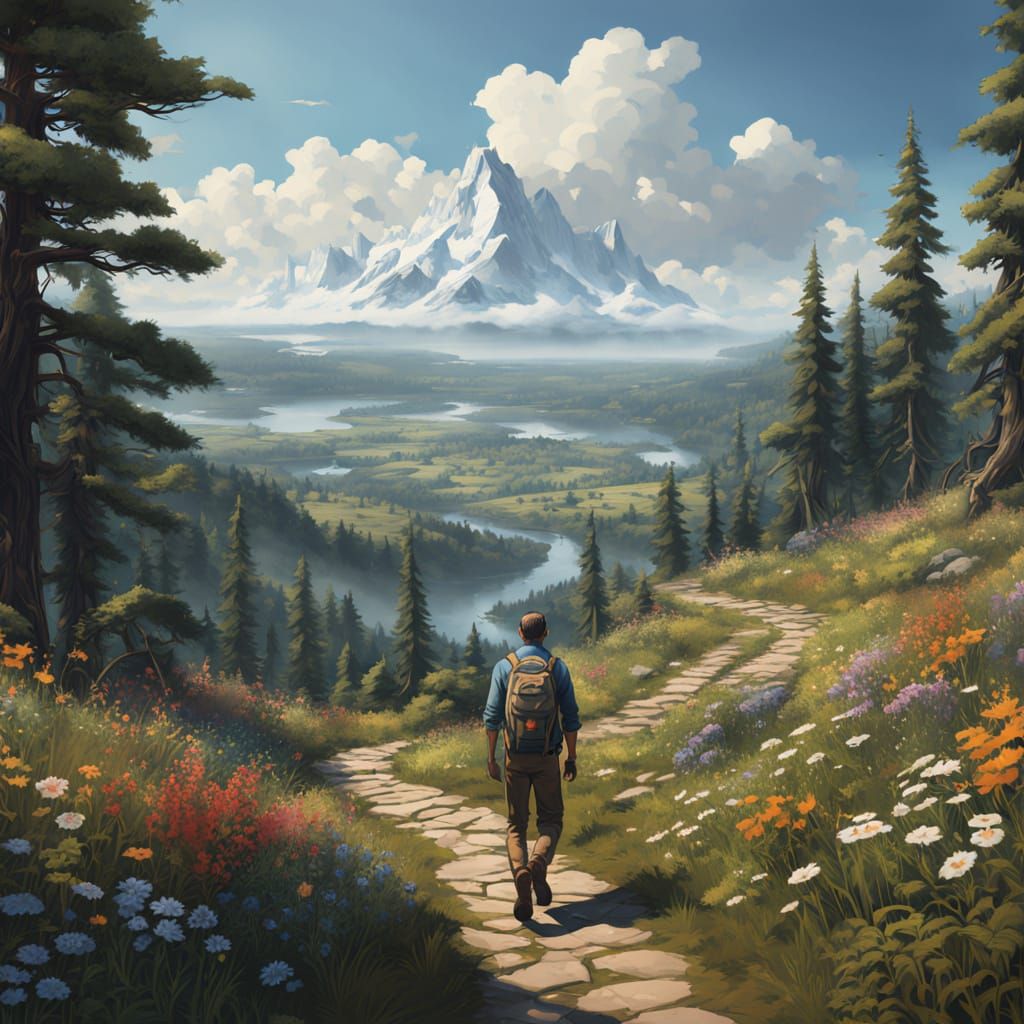 Serenic Countryside Oasis Amidst Tourist Hype - AI Art