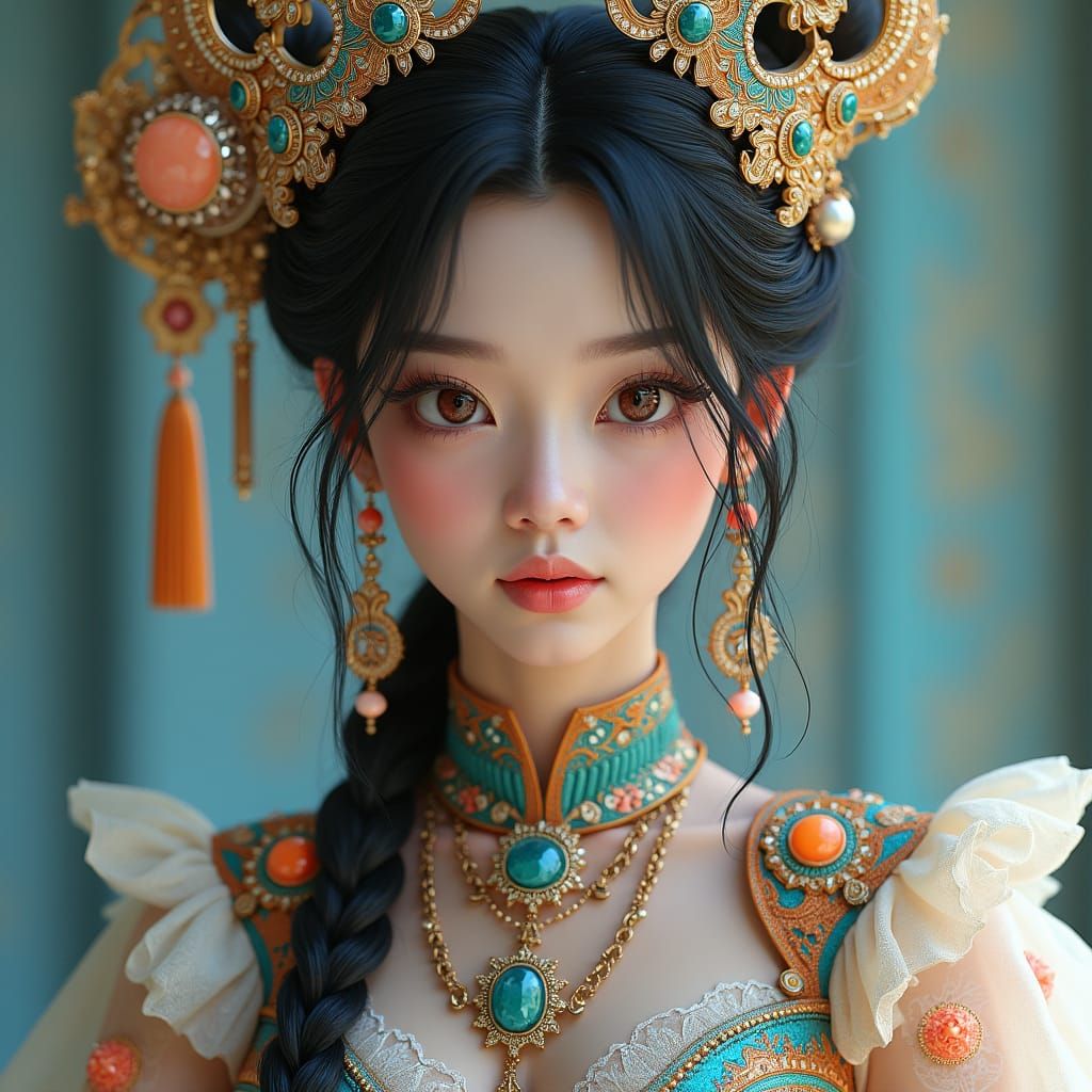 Hyperrealistic Portrait of a Futuristic Goddess in... - AI Art