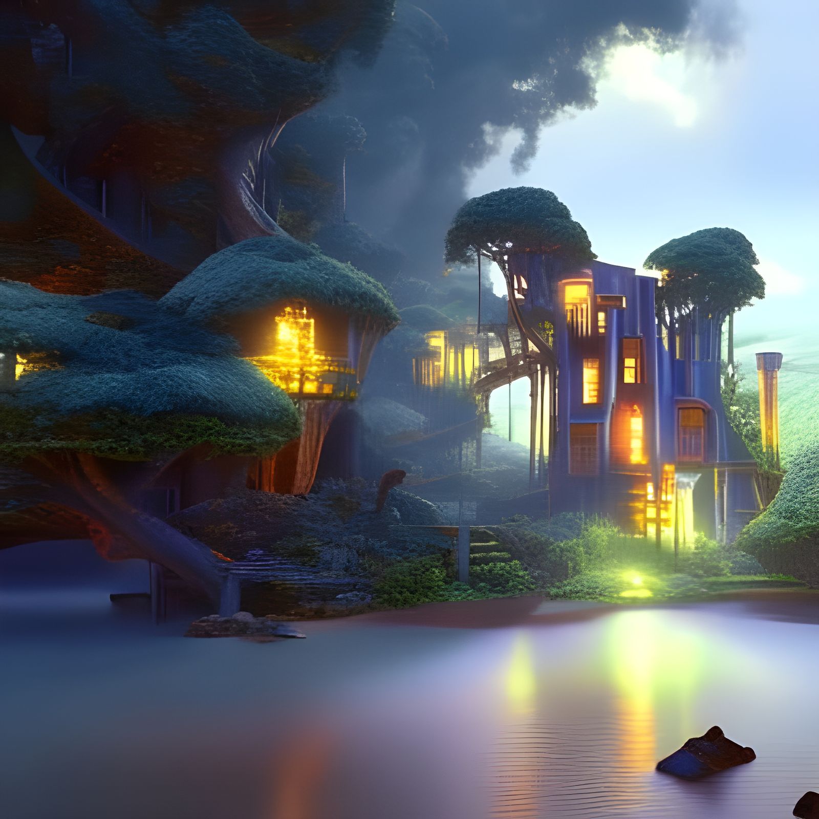 fantasy treehouse - AI Generated Artwork - NightCafe Creator