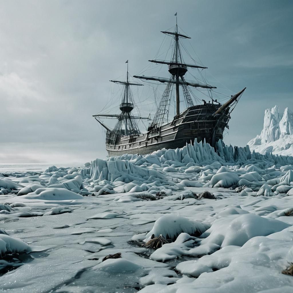 frozen in - Frozen Pirate Ship in Winter's Grip