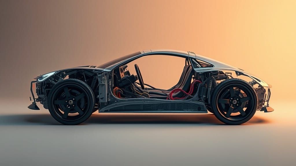 Hyper-Realistic Deconstructed Sport Car in Shallow... - AI Art