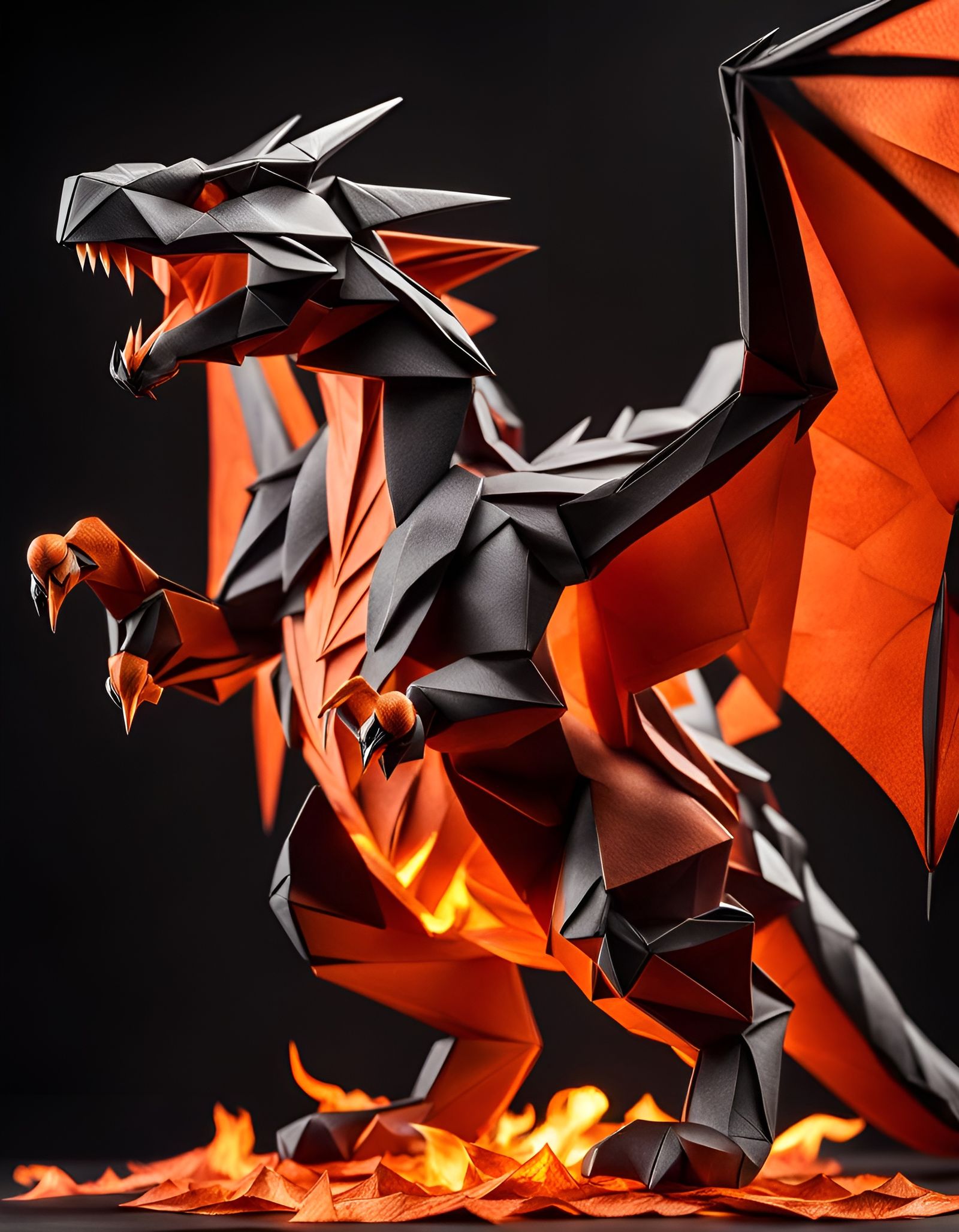 Origami Red-Eyes Black Metal Charizard - AI Generated Artwork ...