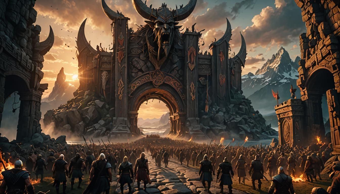 The epic entrance of the Valhalla - AI Generated Artwork - NightCafe ...