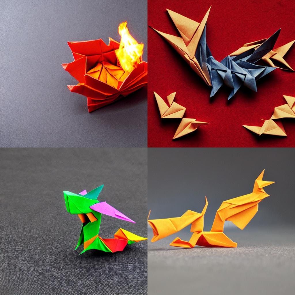 A dragon breathing origami fire - AI Generated Artwork - NightCafe Creator