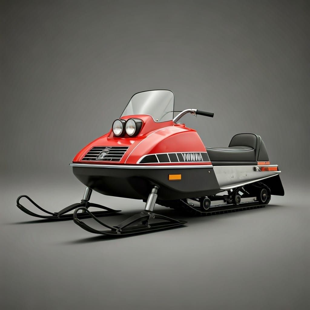 Sleek 1972 Yamaha SL350 Snowmobile in Hyper Realis... - AI Art
