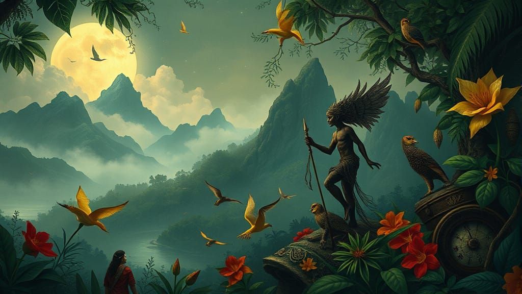 Mystical Latin American Legends in Vibrant Surreal... - AI Art