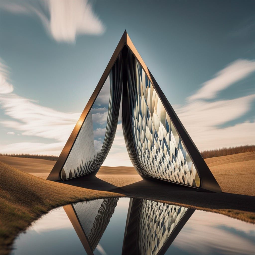 Reflection of a landscape in a hyperbolic paraboloid mirror - AI ...