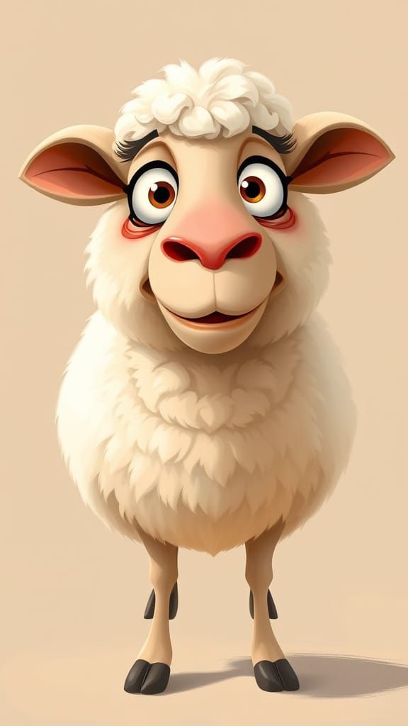 Whimsical Cartoon Sheep in Vibrant, Painterly Styl... - AI Art