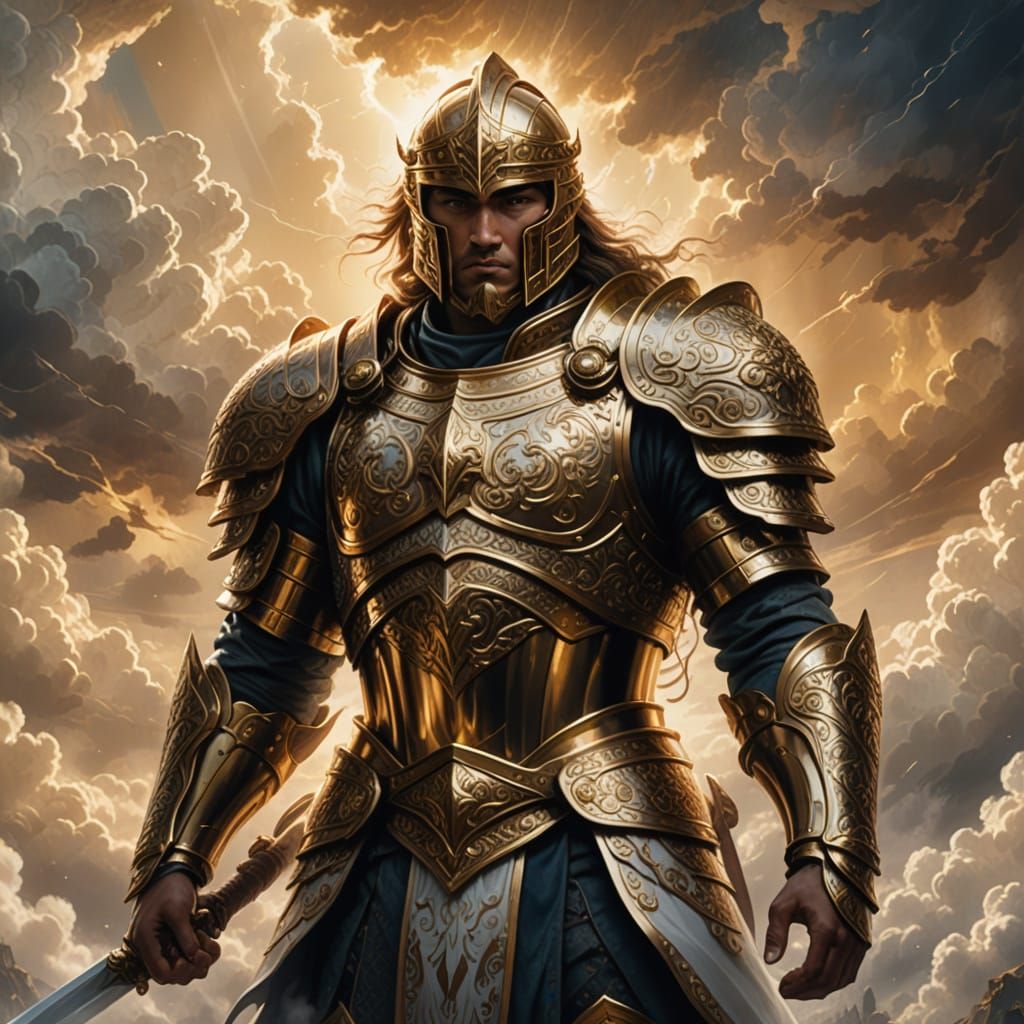 the full armor of God - Ethereal Warrior in Heavenly Armor