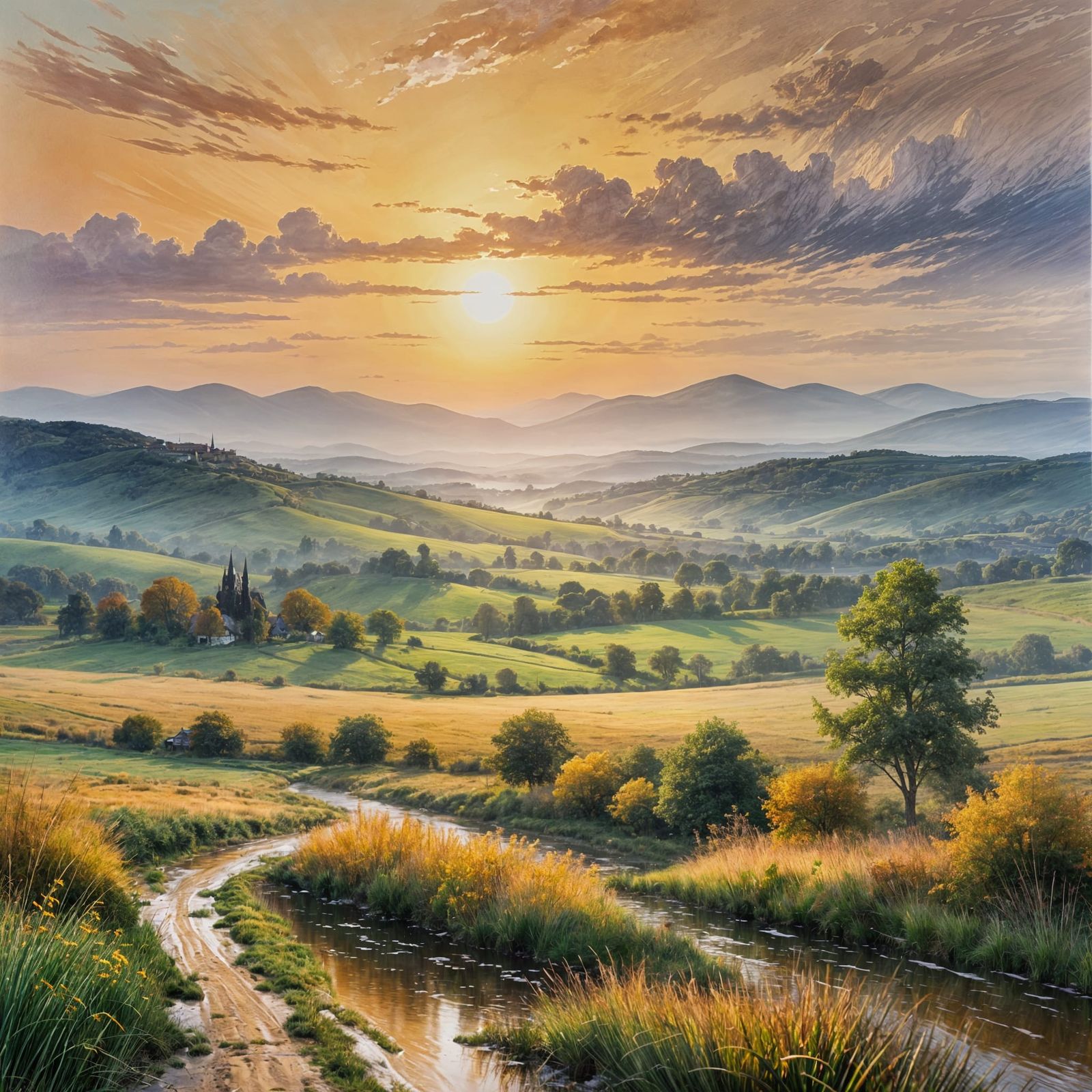 Sunrise - Rustic Sunrise in Vibrant Warmth