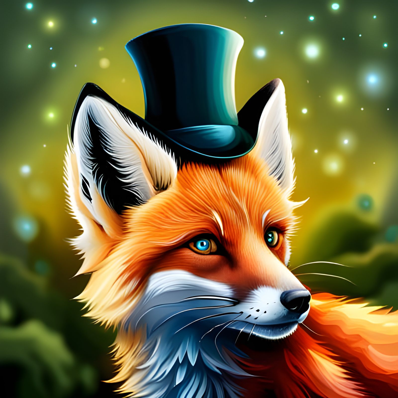 The magic fox— with a hat! - AI Generated Artwork - NightCafe Creator