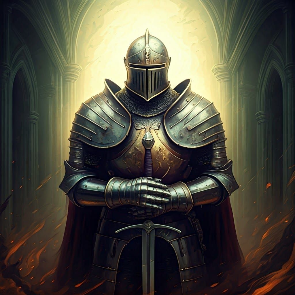 A Majestic Armoured Knight - Regal Armoured Knight in Dreamy...