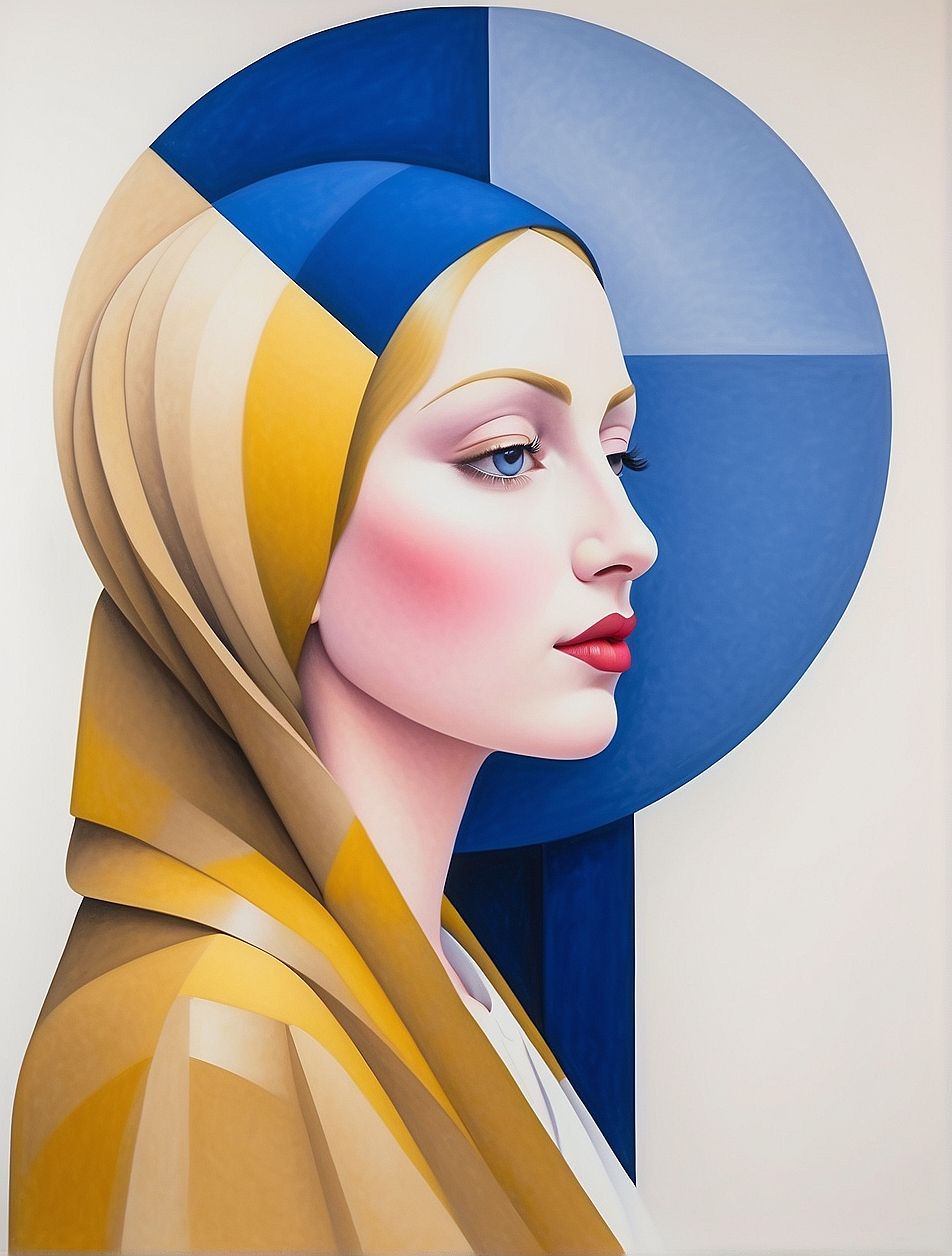 Iconic portrait of the Virgin Mary in a geometric construction - AI ...
