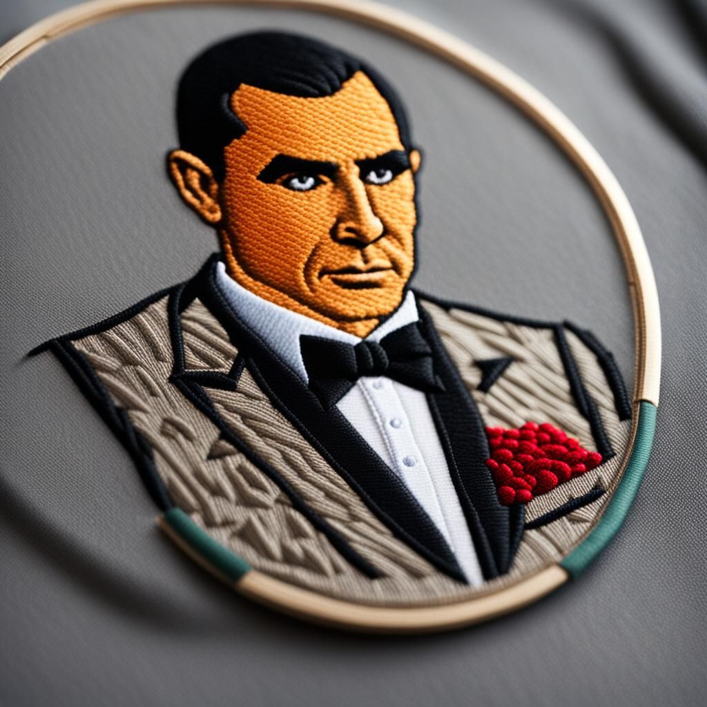 An embroidery of James Bond - AI Generated Artwork - NightCafe Creator