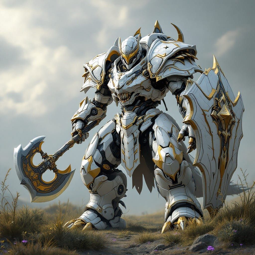 T-Rex Armored Mech in Dark Fantasy Style - AI Art