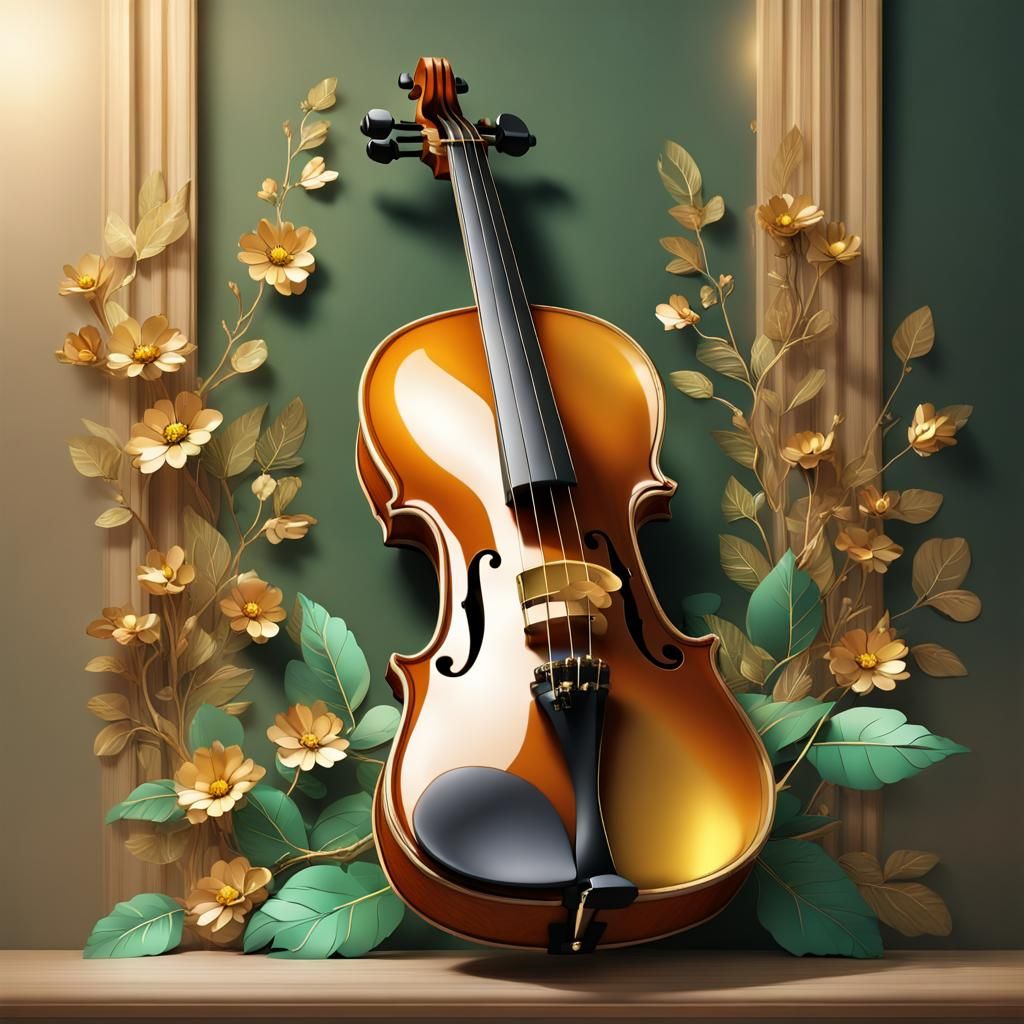 Violin and Flowers - AI Generated Artwork - NightCafe Creator
