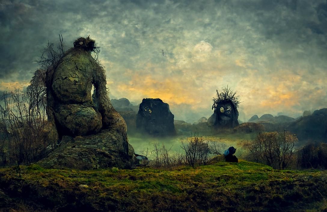 Tired Troll Sitting Down to Rest in a Strange Beautiful Haunting ...