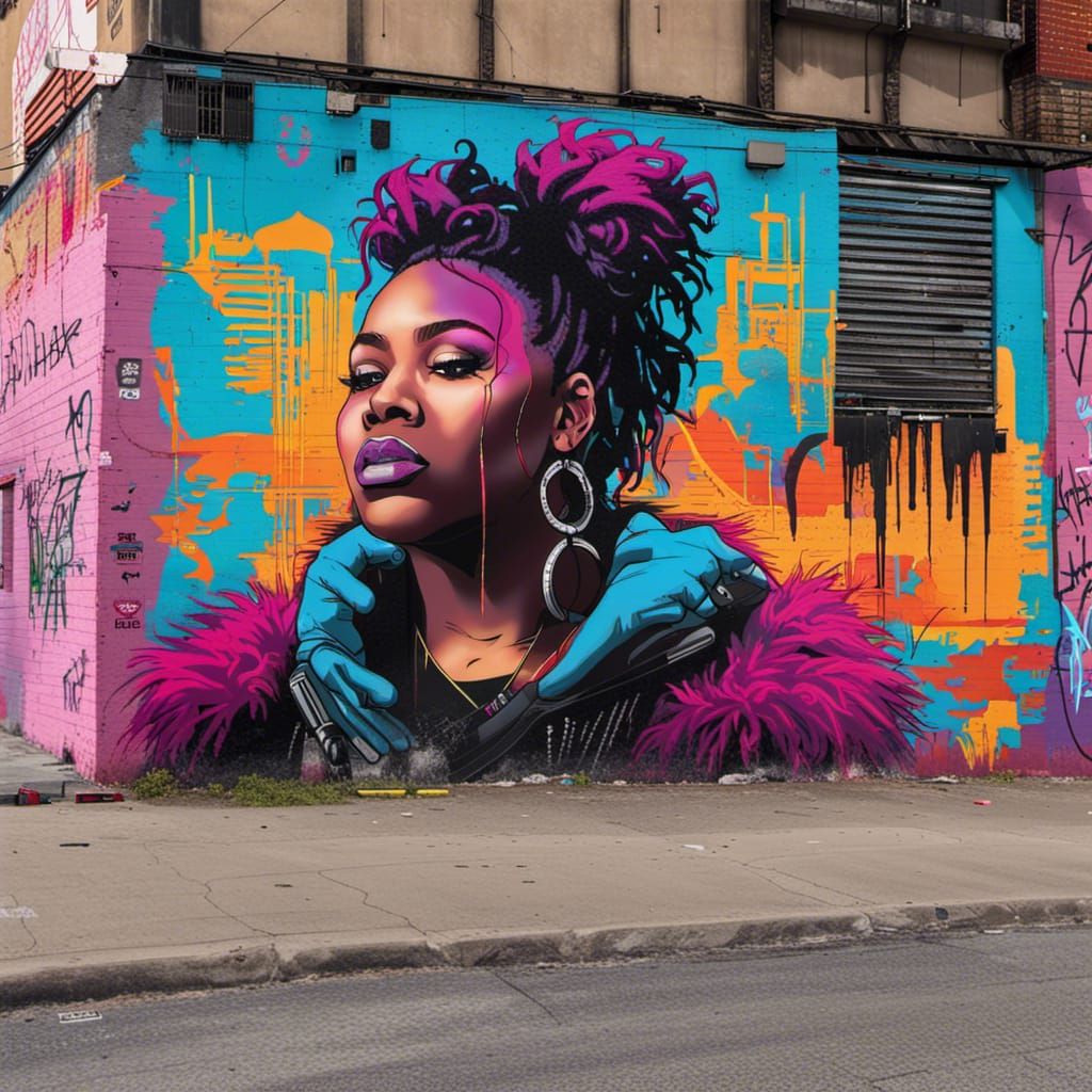 Lizzo Graffiti on streetwalls - AI Generated Artwork - NightCafe Creator