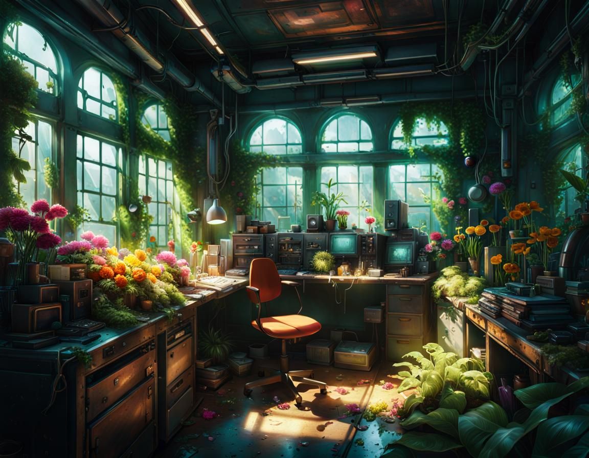 Lab Overgrowth - AI Generated Artwork - NightCafe Creator