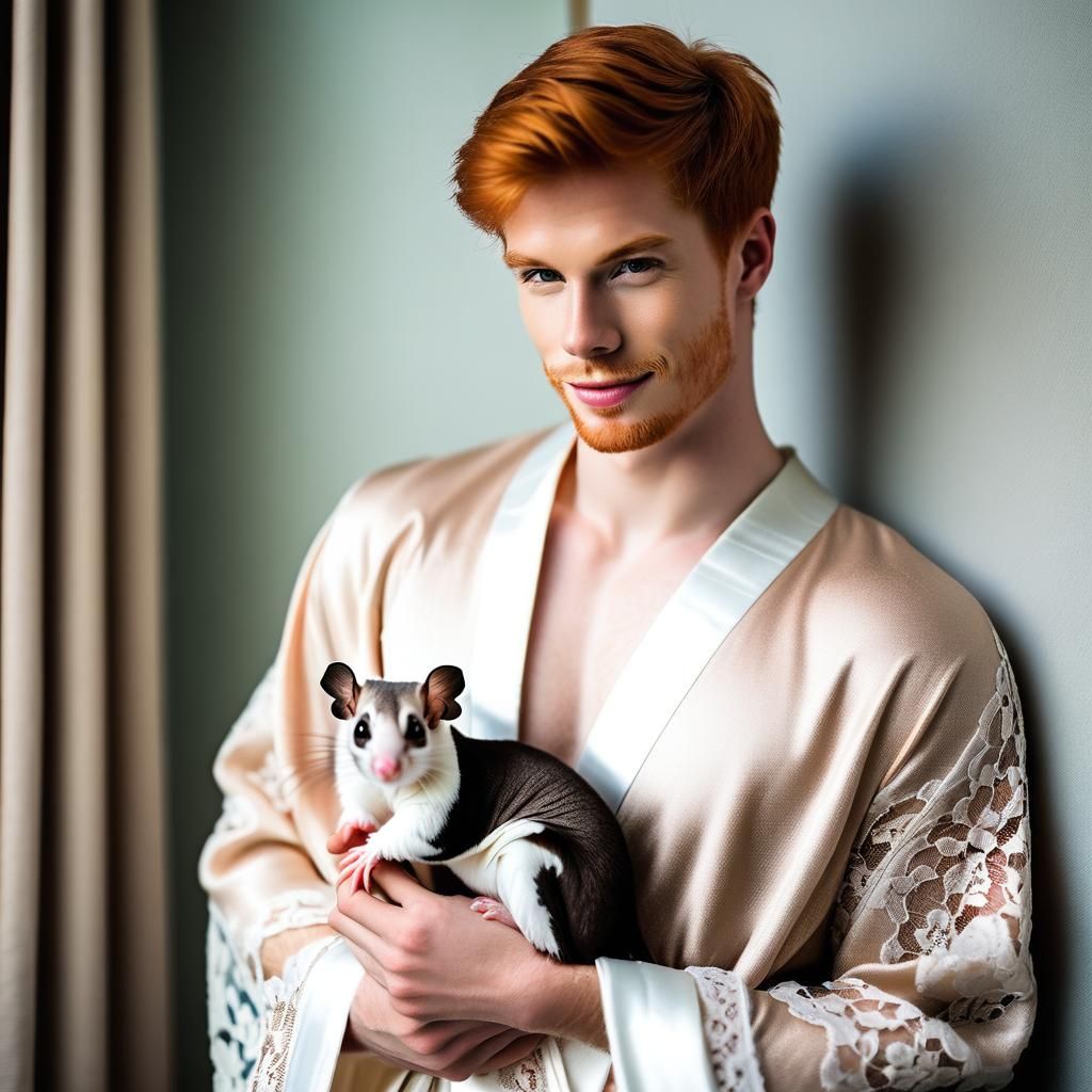 Ginger heartthrob and his pet sugar glider (3) - AI Generated Artwork ...