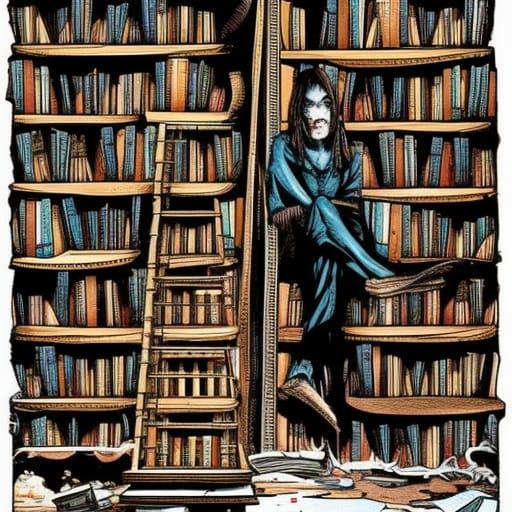 Deep in the stacks of the Dark Library. Scary, ominous, claustrophobic ...