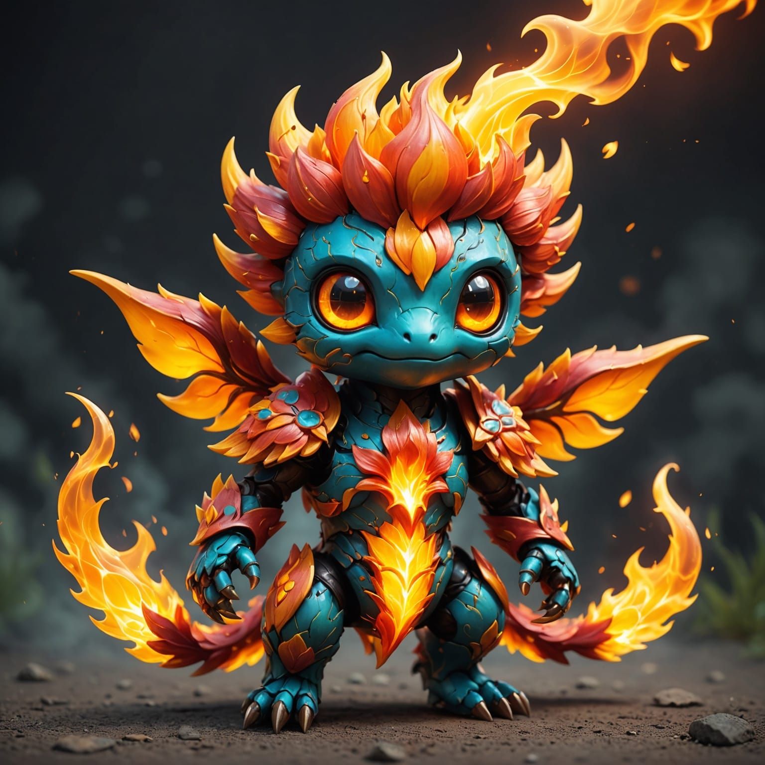 Fiery Floral Sprite in Ephemeral Blaze - AI Art