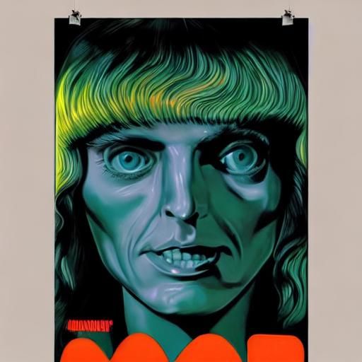 Bioluminescence; Retro 1970s Italian horror movie poster; lurid ...