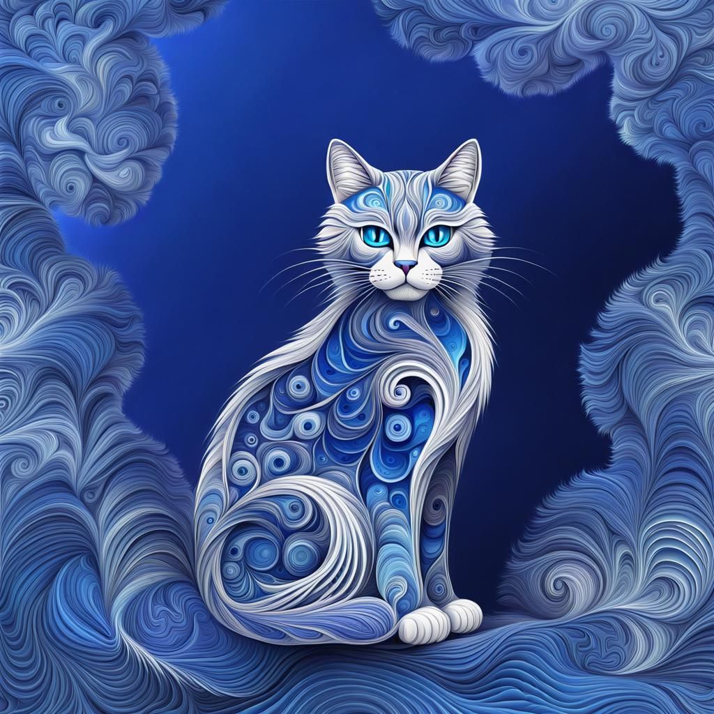 Cobalt Blue Cat - AI Generated Artwork - NightCafe Creator