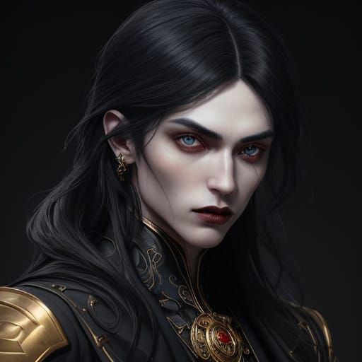 Lucius - Ethereal Vampire Portrait in Dark Art Nouveau Style